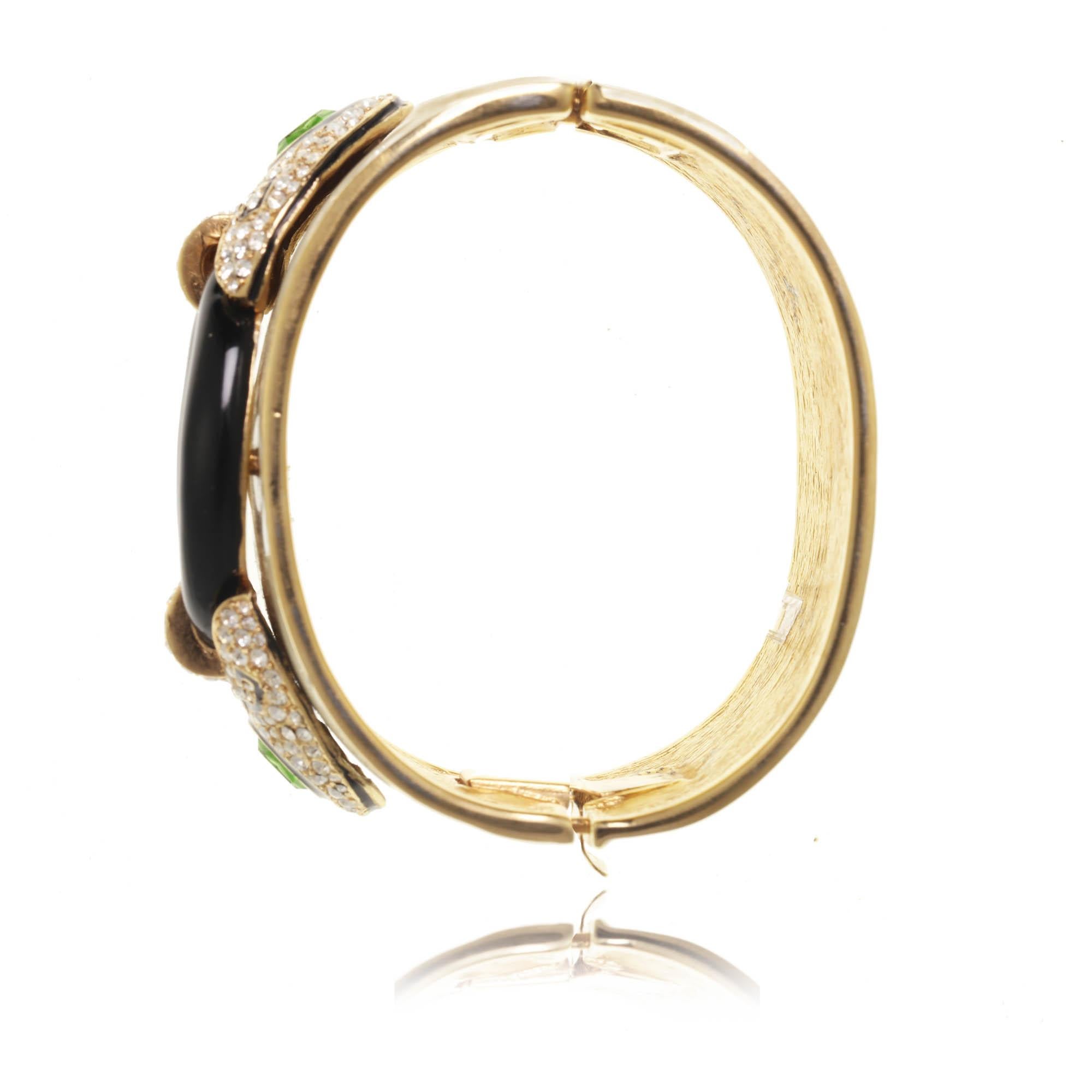 CINER Art Deco Cuff with Black and Ivory Enamel and Crystal and Period ...
