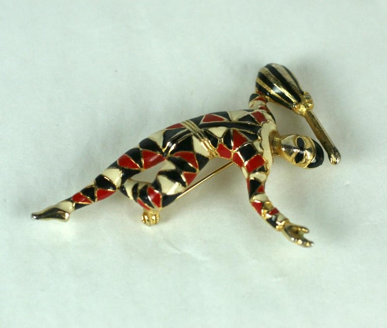 Ciner Enamel Pierrot brooch at 1stDibs