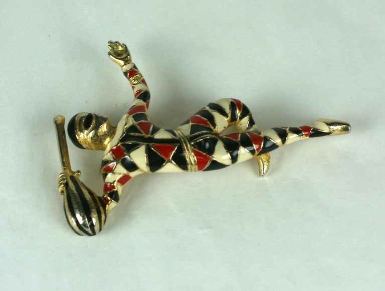 Ciner Enamel Pierrot brooch at 1stDibs