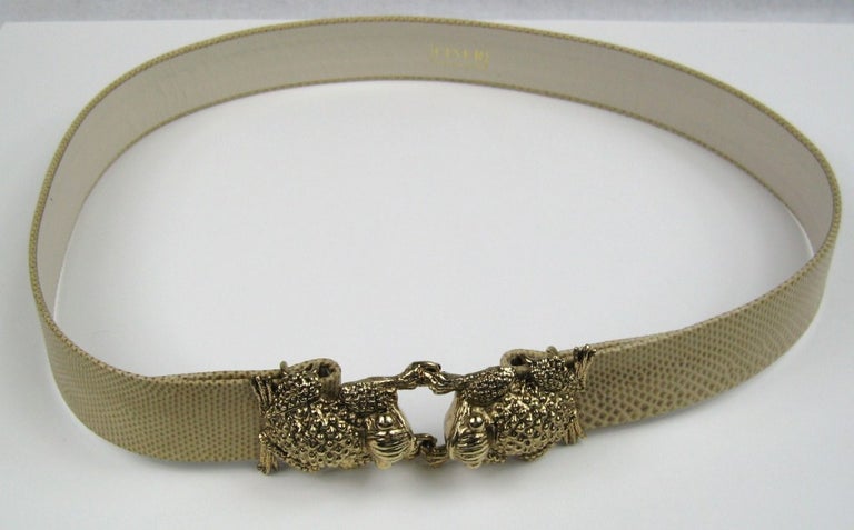 Ciner Frog Belt Buckle / 2 Leather Belts Never Worn - 1990s For Sale at ...