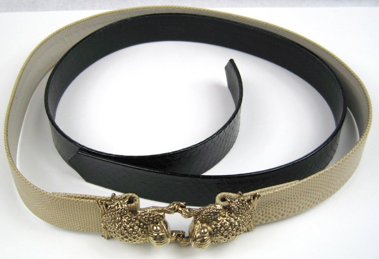 Ciner Frog Belt Buckle / 2 Leather Belts Never Worn - 1990s For Sale at ...