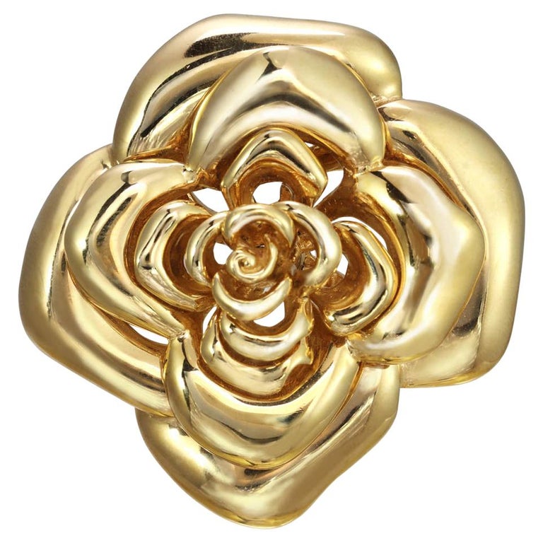 CINER Gold Blooming Rose Pin For Sale at 1stDibs