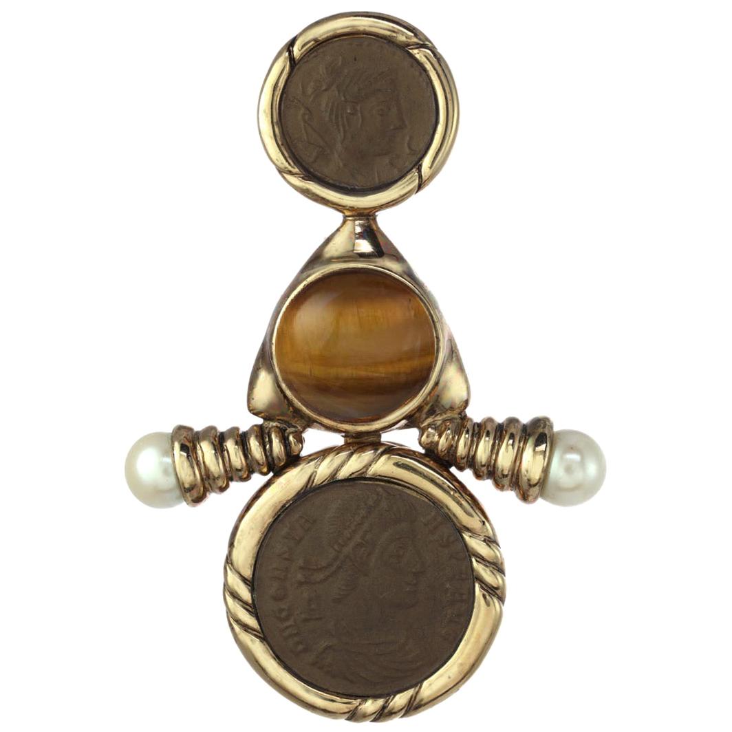 Alexander the Great Roman Coin Gold Flexible Bar Pin For Sale at 1stDibs