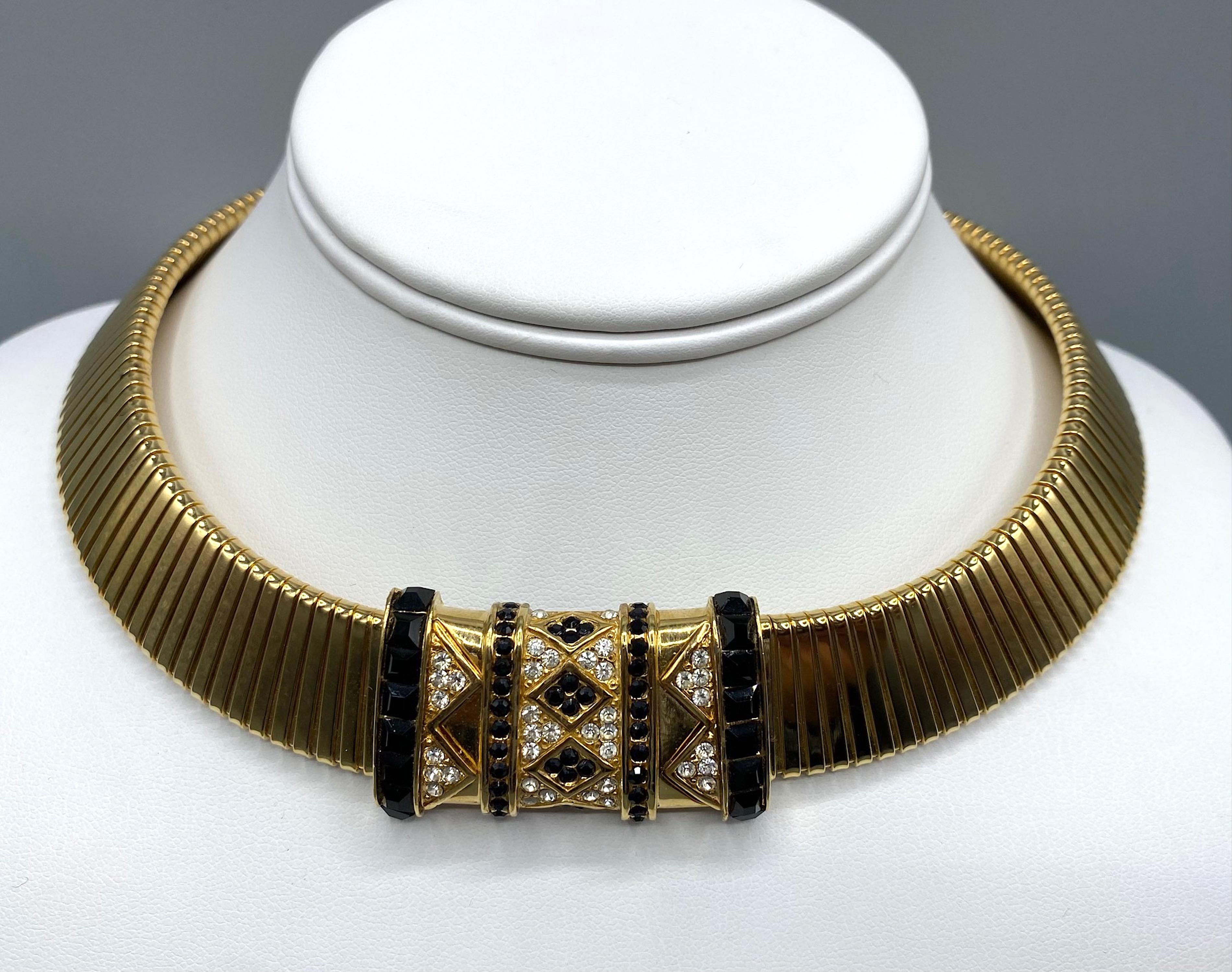 Ciner of New York Gold Gold Wide Omega Chain with Central Geometric ...