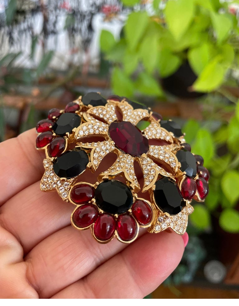 Ciner Swarovski Brooch Pendant Black And Red New Never Worn 1990s For