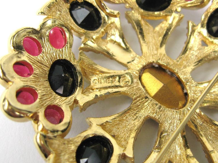 Ciner Swarovski Brooch Pendant Black And Red New Never Worn 1990s For