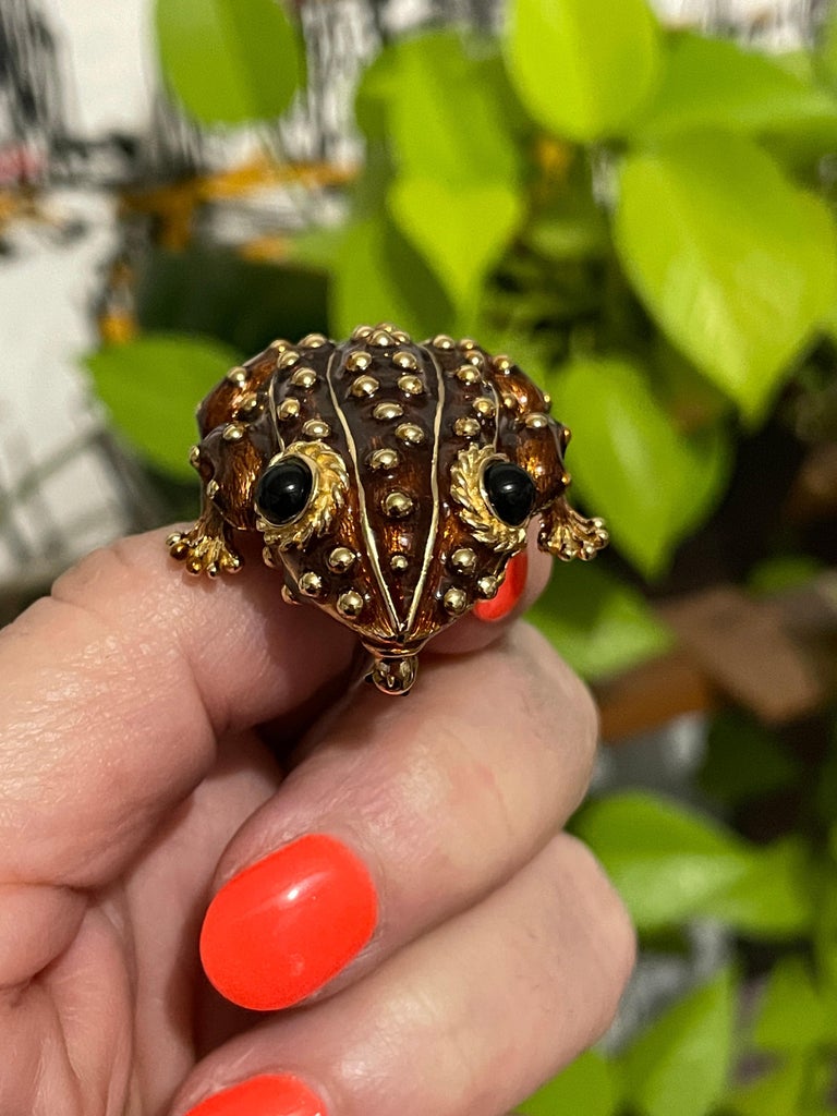 Ciner Swarovski crystal Frog Brooch Pin 1980s For Sale at 1stDibs