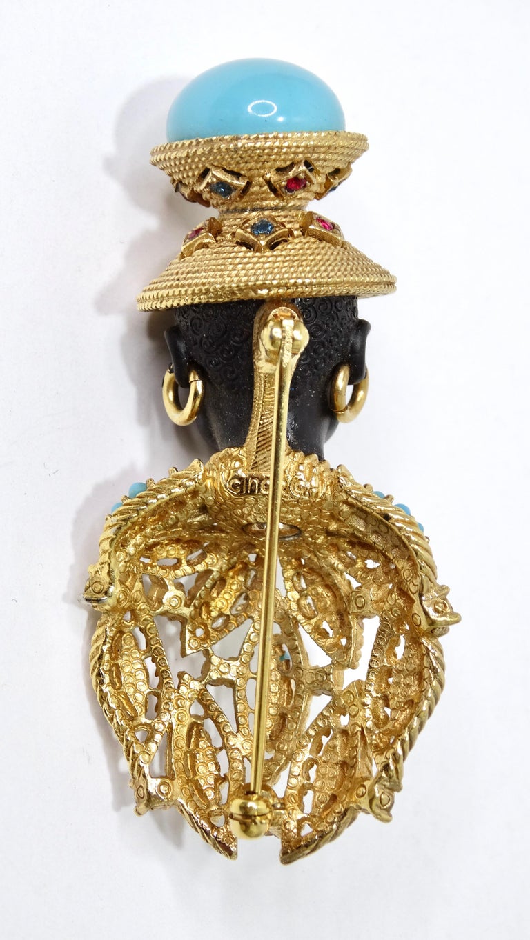 Ciner Venetian 1960's Jeweled Nubian Brooch at 1stDibs