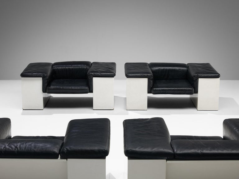 Cini Boeri for Knoll 'Brigadiere' Living Room Set in Black Leather For ...