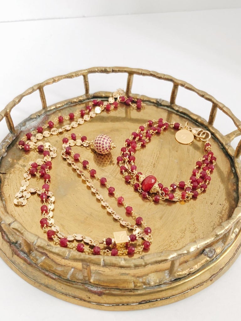 Ruby and Pink Sapphire Cinta Love Necklace For Sale at 1stDibs