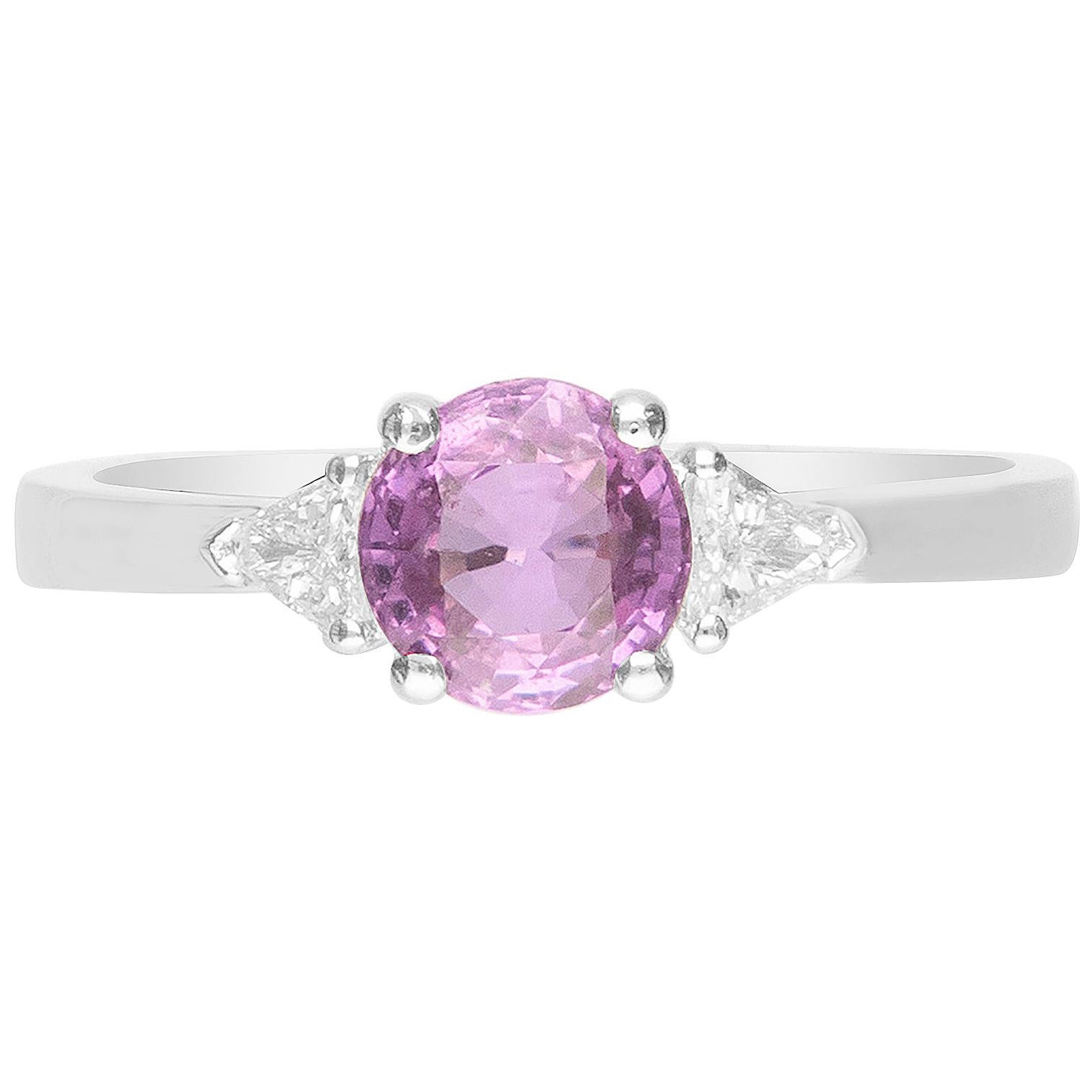 1.17 Carat Purple Sapphire Platinum Engagement Ring For Sale at 1stDibs