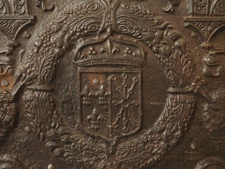 Circa 1600 French Cast Iron Fireback, the Coat of Arms of King Henry IV ...