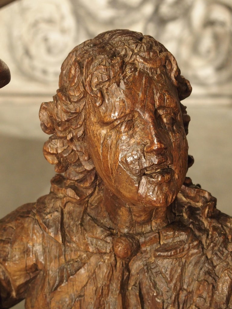 Circa 1650 Carved Hardwood Cornucopia Statue and Candle Holder from ...