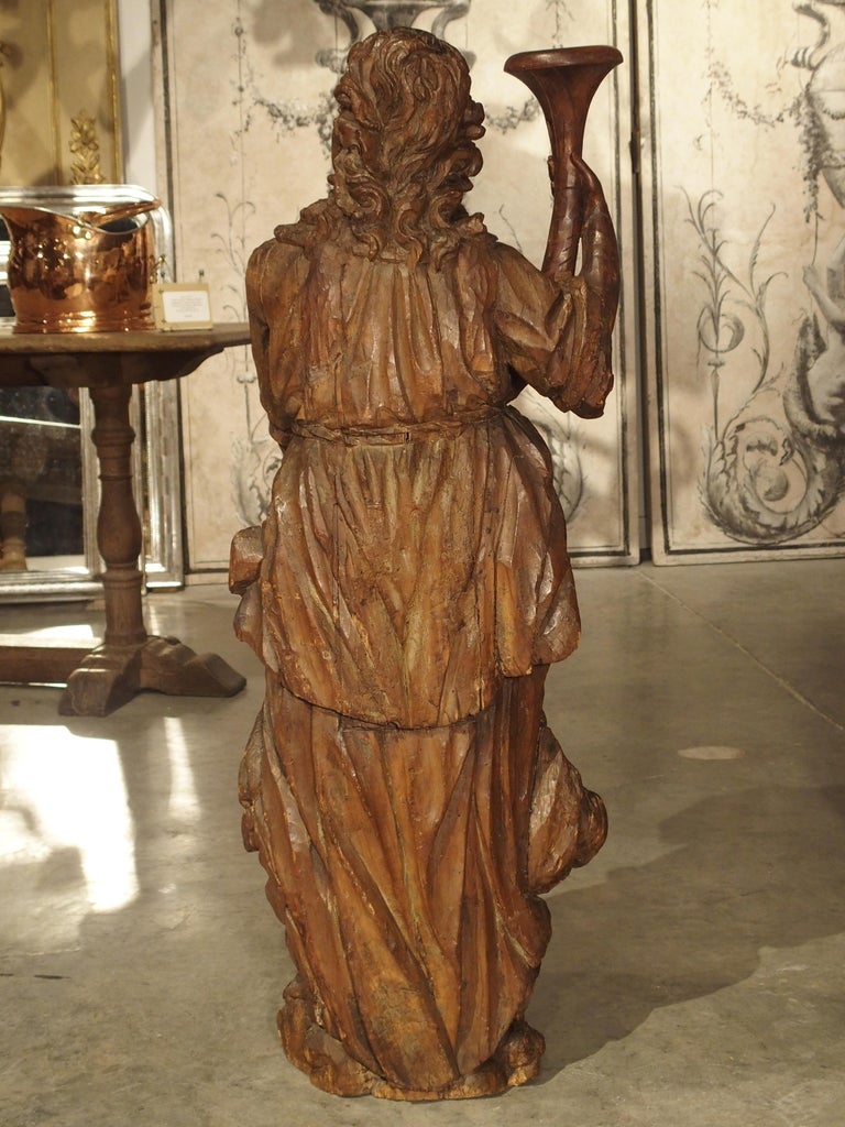 Circa 1650 Carved Hardwood Cornucopia Statue and Candle Holder from ...