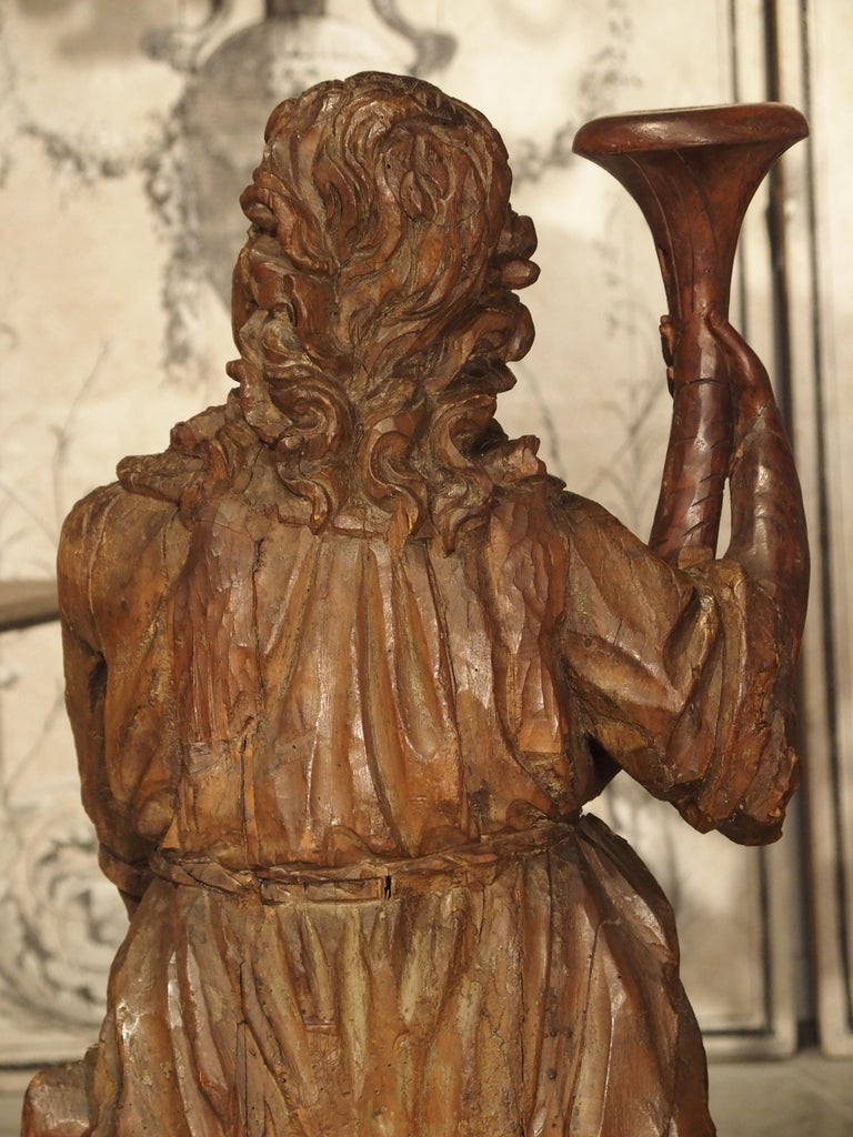 Circa 1650 Carved Hardwood Cornucopia Statue and Candle Holder from ...