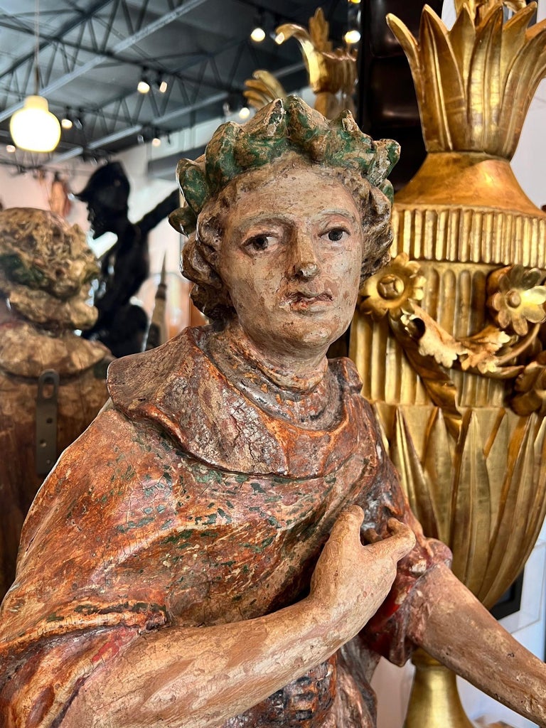 Circa 1717–1780, Hand-carved Wood and Polychrome Saints Cosmas and ...