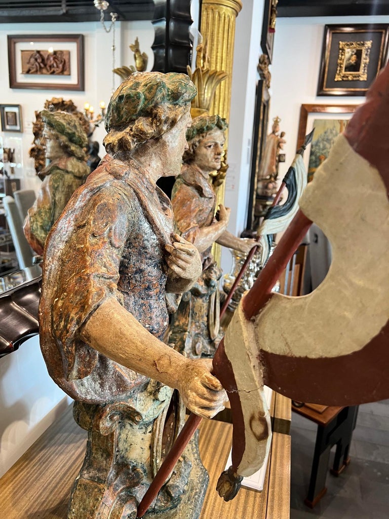 Circa 1717–1780, Hand-carved Wood and Polychrome Saints Cosmas and ...
