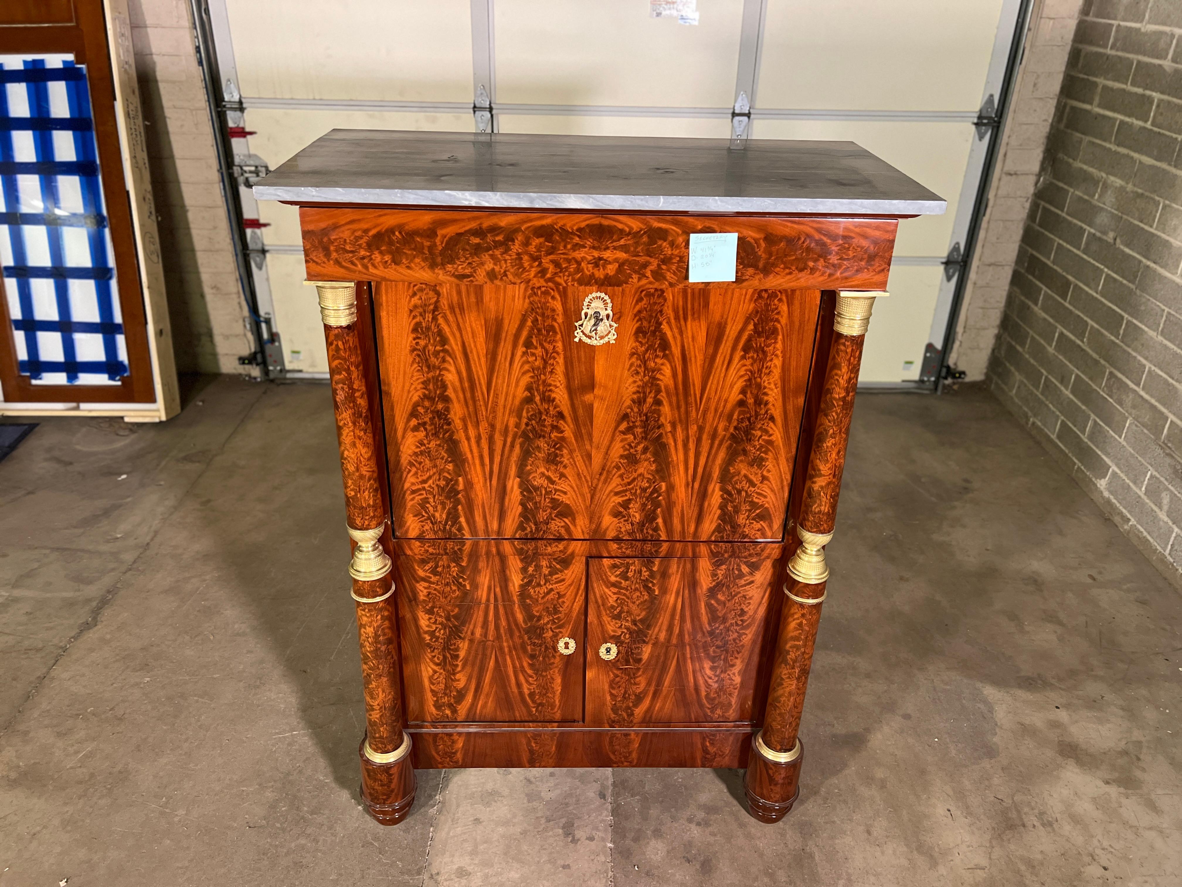 Circa 1810. French Empire Mahogany Secretary With Ormolu Fittings and ...