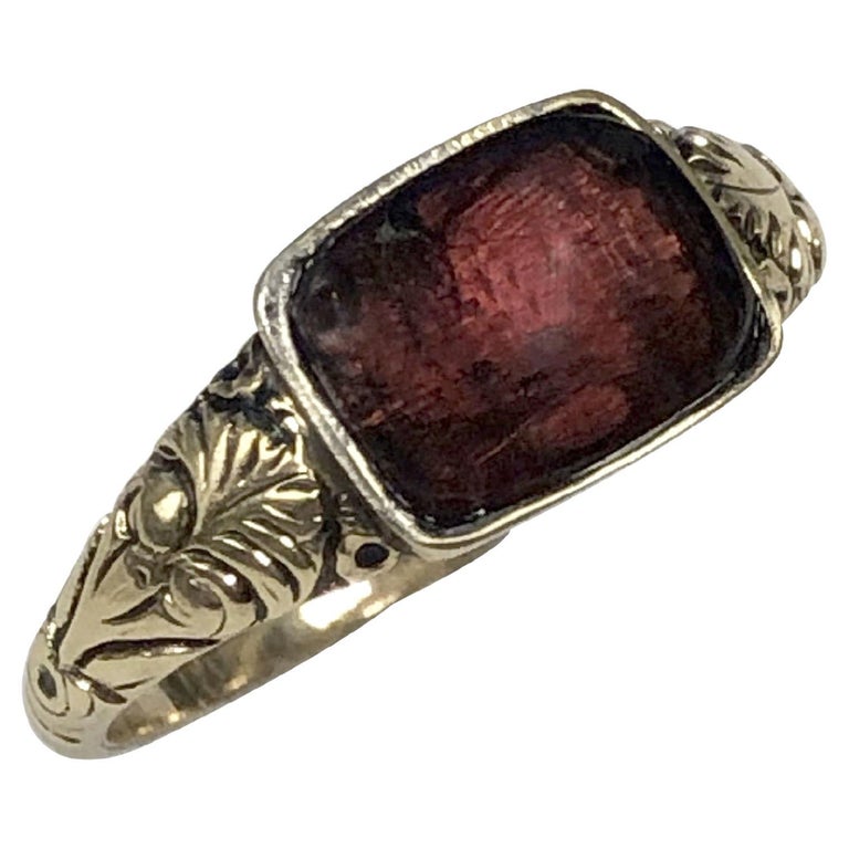 circa 1820, Georgian Yellow Gold and Garnet Memorial Ring For Sale at ...