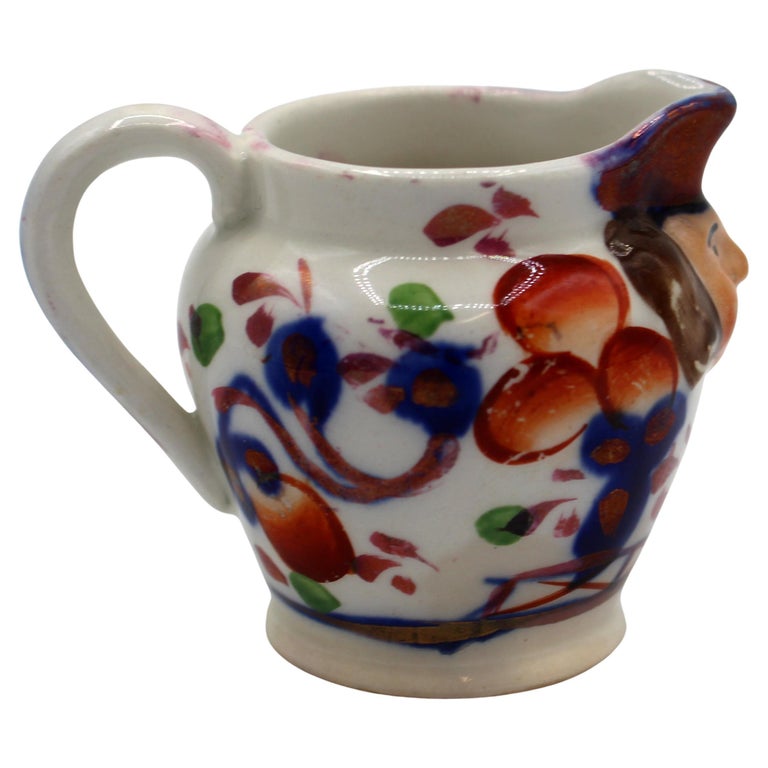 Circa 1840-60 Gaudy Welsh Face Spout Miniature Jug For Sale at 1stDibs