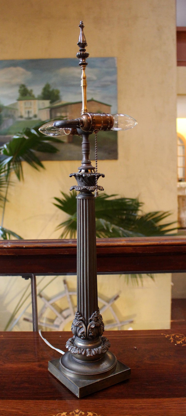 Circa 1845 English Bronze Oil Lamp Base Now Electrified For Sale at 1stDibs