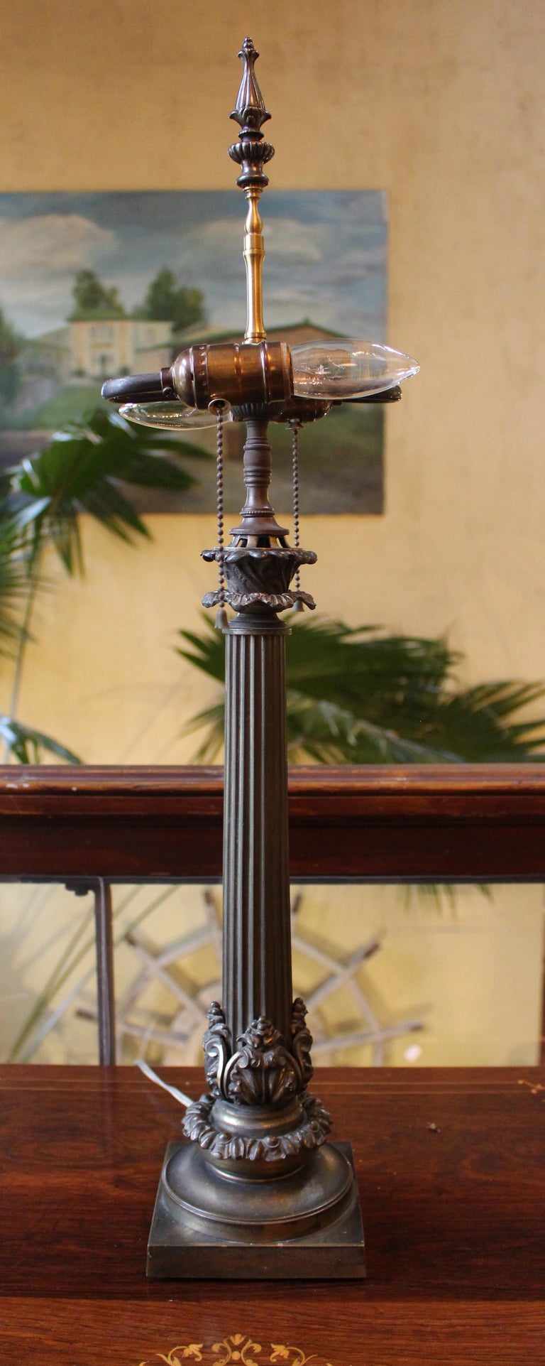 Circa 1845 English Bronze Oil Lamp Base Now Electrified For Sale at 1stDibs
