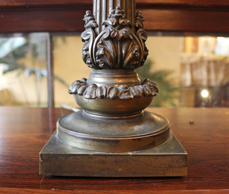 Circa 1845 English Bronze Oil Lamp Base Now Electrified For Sale at 1stDibs