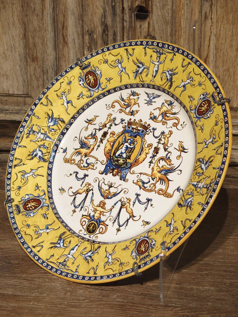 Yellow Renaissance Style Gien Platter from France, circa 1875 at 1stDibs