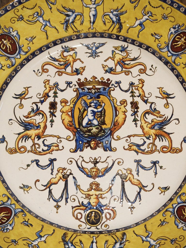 Yellow Renaissance Style Gien Platter from France, circa 1875 at 1stDibs