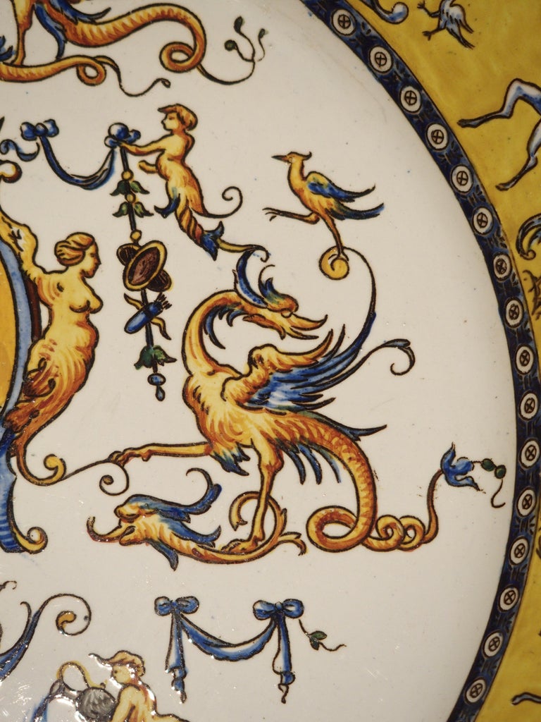 Yellow Renaissance Style Gien Platter from France, circa 1875 at 1stDibs