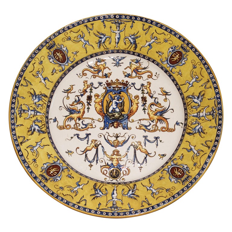 Yellow Renaissance Style Gien Platter from France, circa 1875 at 1stDibs