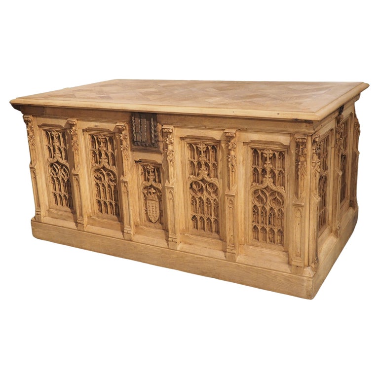 Circa 1880 French Gothic Style Desk in Carved and Bleached Oak For Sale ...