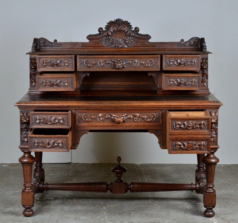 circa 1880 George III Style Carved Solid Oak Chest, Green Man Writing ...