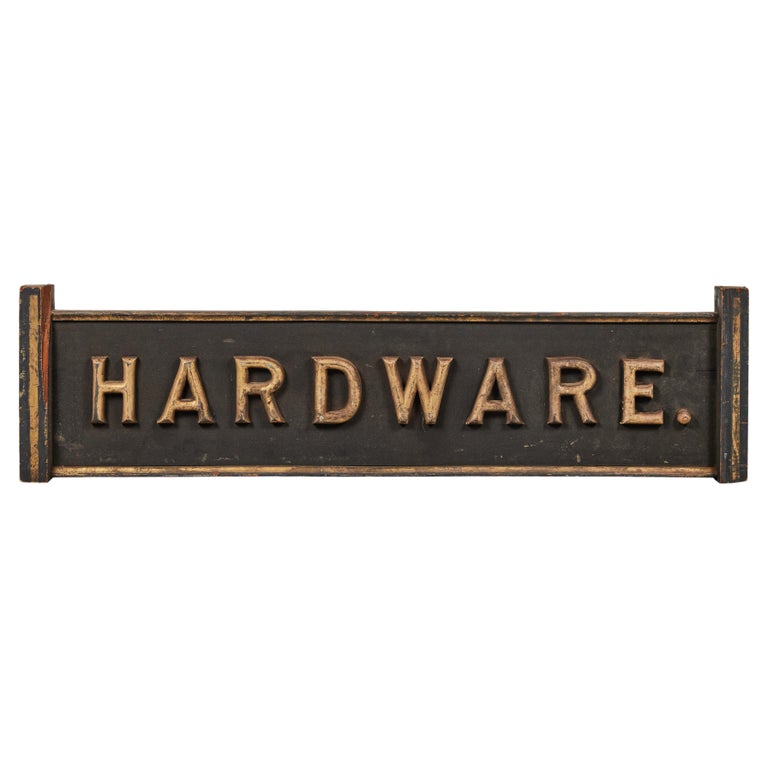 Circa 1890 Hardware Store Wood Trade Sign Carved Smaltz Black and Gold ...