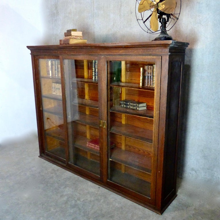 Quarter Sawn Dark Oak Library Cabinet, circa 1890 at 1stDibs