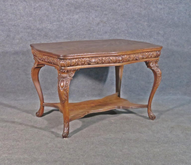 Circa 1890s Carved Solid oak Quarter Sawn Oak Victorian Center Table ...
