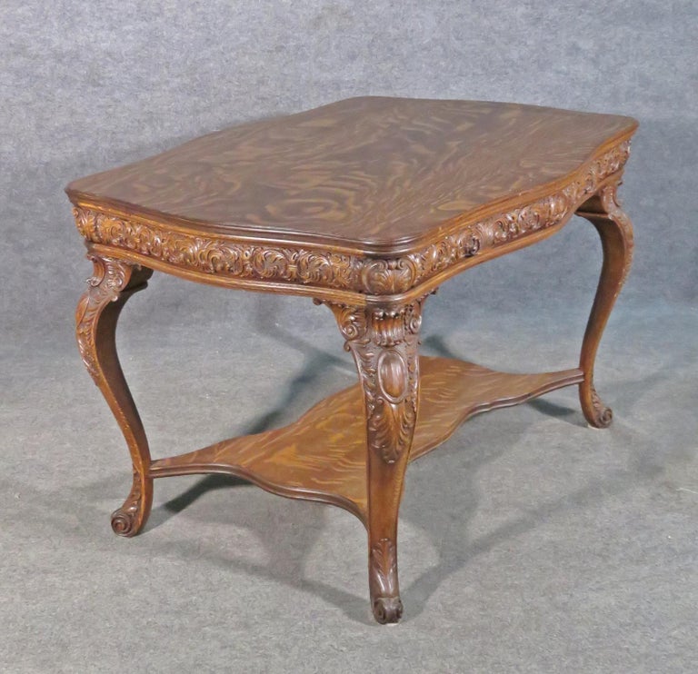 Circa 1890s Carved Solid oak Quarter Sawn Oak Victorian Center Table ...