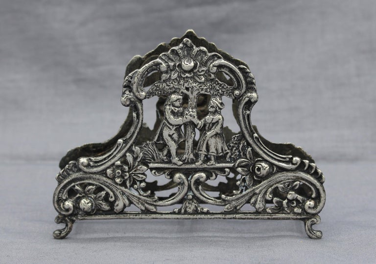 circa 1890s Rococo Style Silver Letter Rack For Sale at 1stDibs