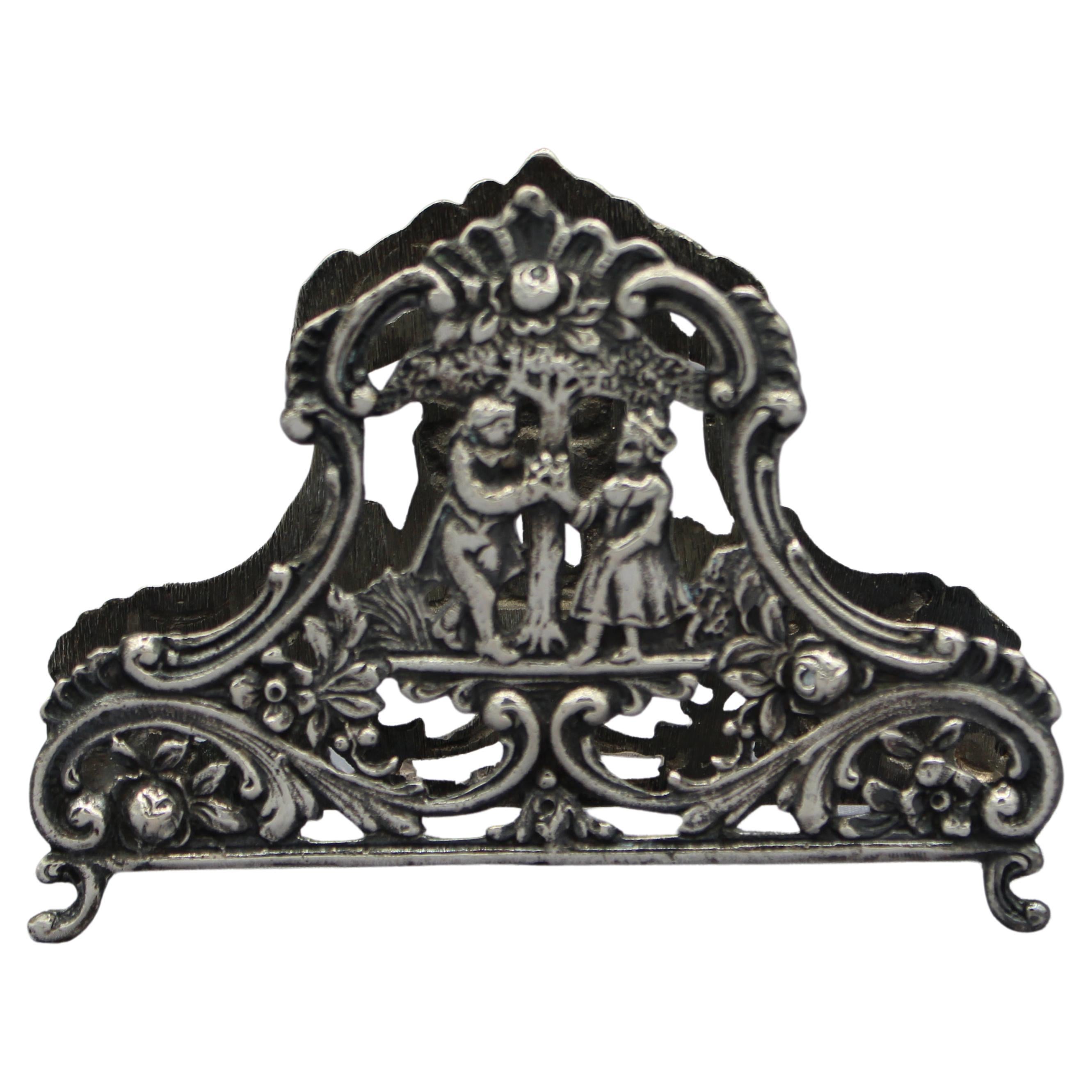 circa 1890s Rococo Style Silver Letter Rack For Sale at 1stDibs