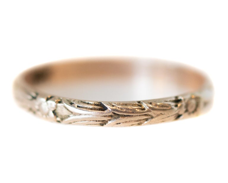 Victorian Engraved Floral 10 Karat Yellow Rose Gold Baby Ring, circa ...