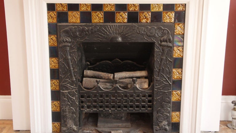 Circa 1890s White Wooden Mantel Hand-Carved w/ Elegant Fretwork and ...