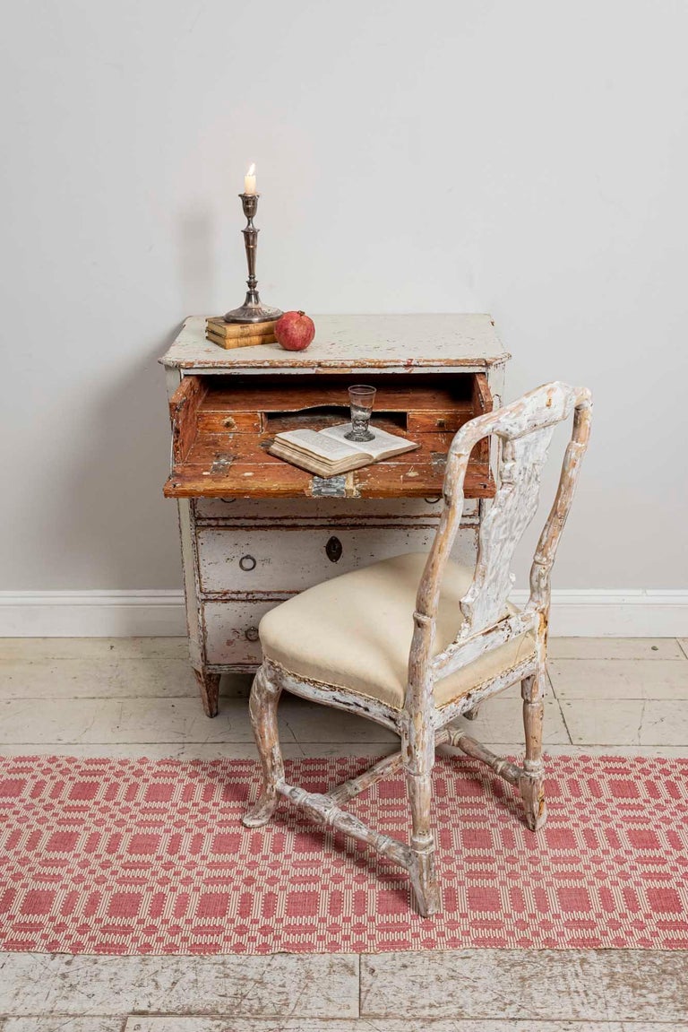 Swedish Rococo Original Painted Carved Shell Detailed Chair, circa 18th ...