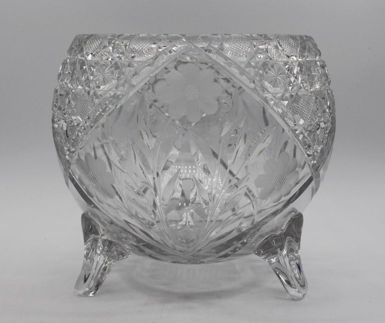 Circa 1900 American Brilliant Cut Glass Footed Rose Bowl For Sale at ...
