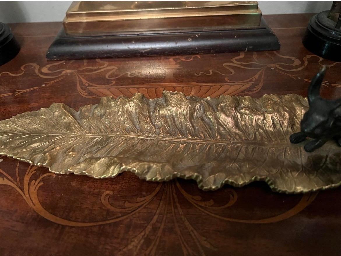 Circa 1900 Antique French Rabbit and Gilt Bronze Leaf Form Pen Tray For ...