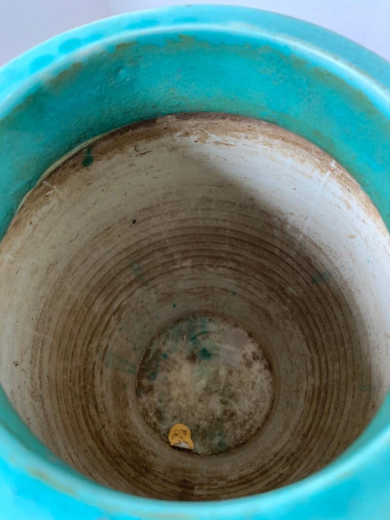 Blue Glazed Pottery Blister Ware Jar, circa 1900 For Sale at 1stDibs