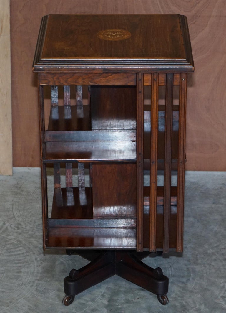 Circa 1900 Edwardian Hardwood Revolving Bookcase Sheraton Inlaid Book ...