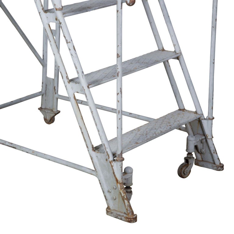 Large French Industrial Library Ladder, circa 1900 For Sale at 1stDibs