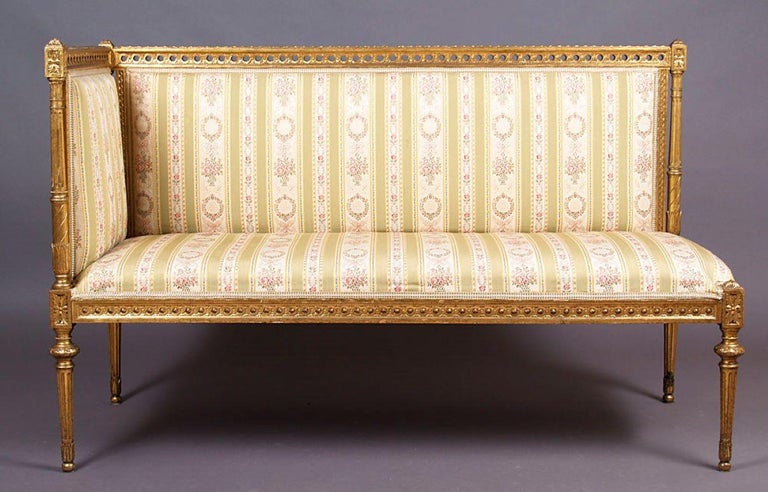 Louis XVI Style Gilded Sofa with Simple Skeleton Lines, circa 1900 For ...