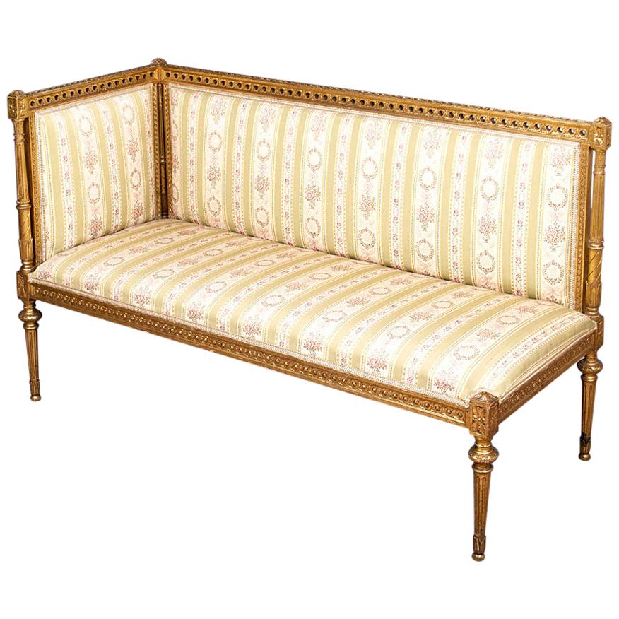 Louis XVI Style Gilded Sofa with Simple Skeleton Lines, circa 1900 For ...