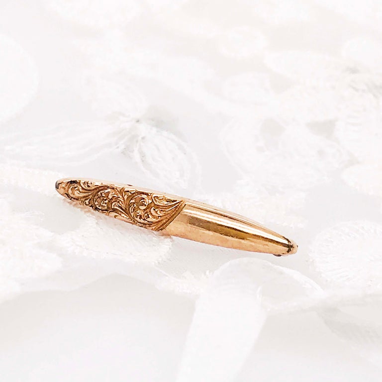 Rose Scroll Pin, Scroll, Rose Gold Brooch with Hand Engraving, circa ...